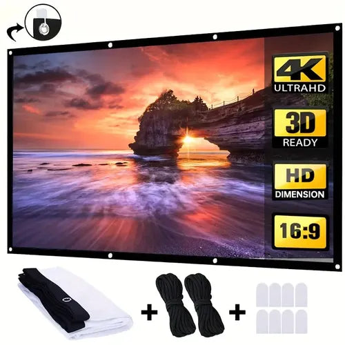 VISULAPEX 120 inch Projector Screen, 16:9, Foldable Anti-Crease, Washa ...