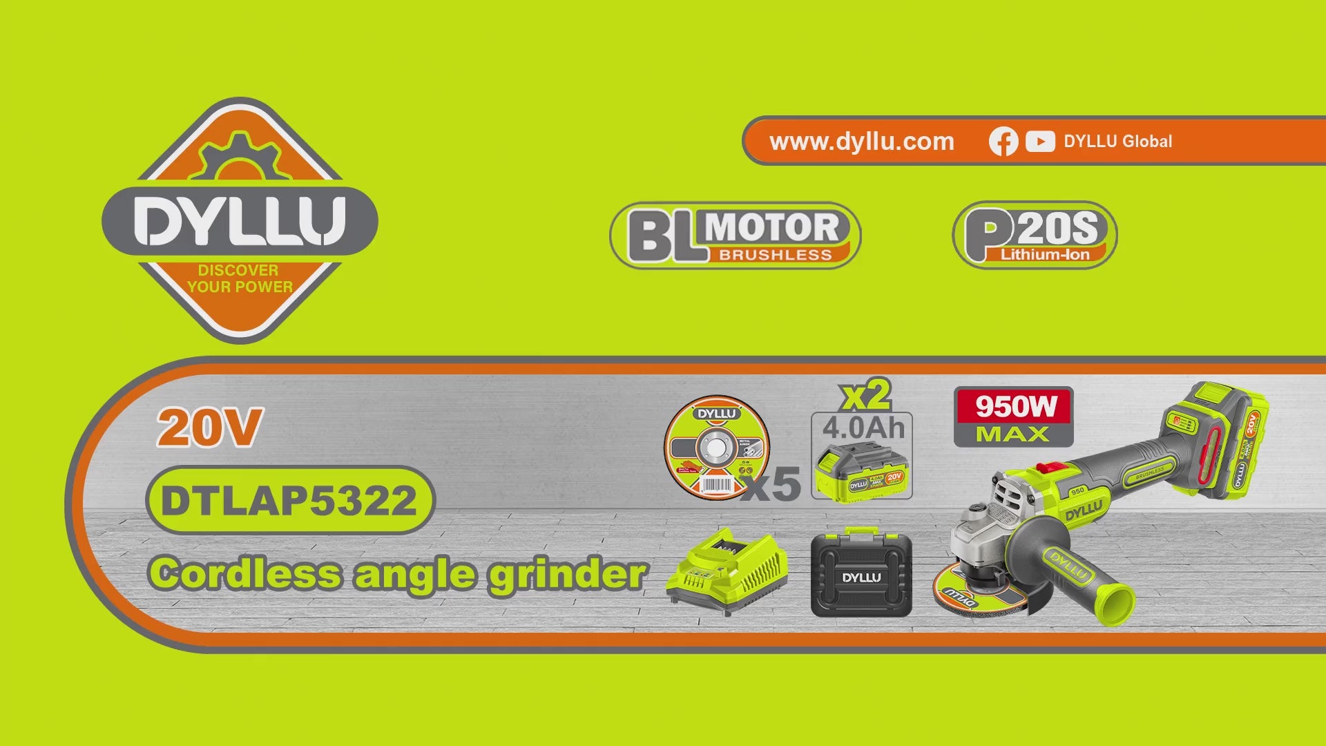 DYLLU Cordless Angle Grinder - 950w – Gibbs Direct